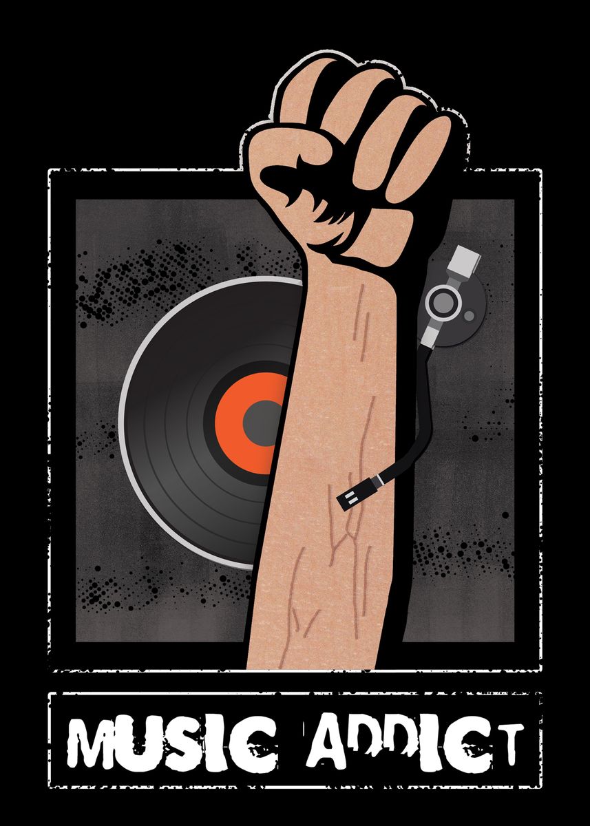 'Music Addict Vinyl Player' Poster, picture, metal print, paint by John ...