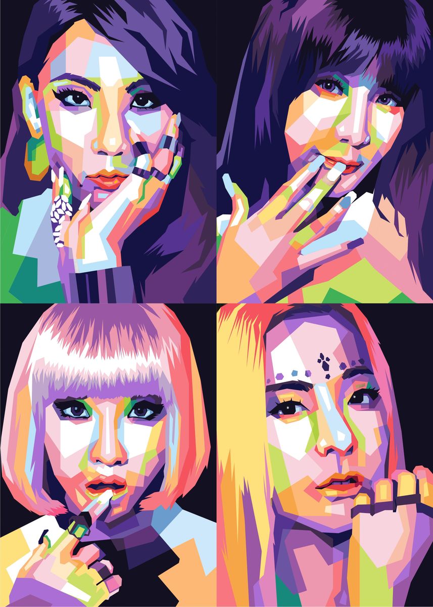 '2NE1 full member' Poster, picture, metal print, paint by kristian ...