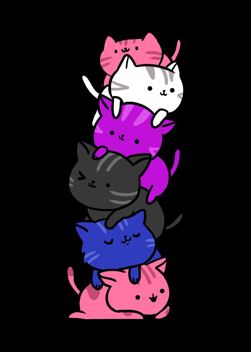 'Cat Stack Genderfluid' Poster, picture, metal print, paint by ...
