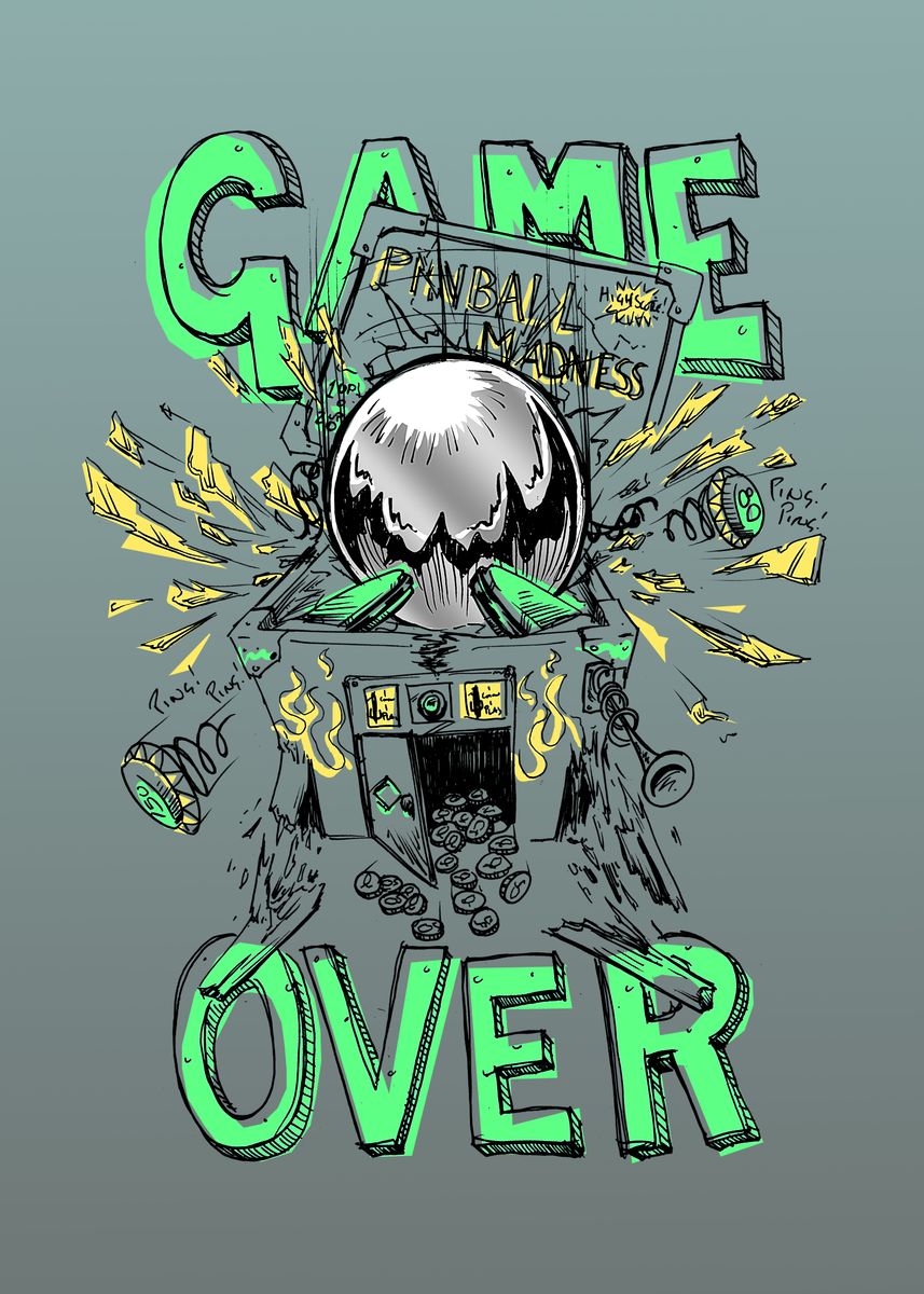 'Game Over' Poster, picture, metal print, paint by Design Droplet ...