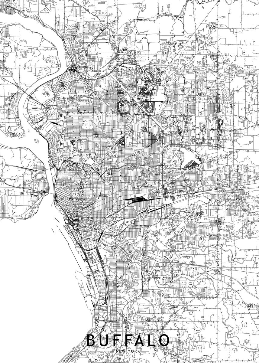 'Buffalo Map' Poster, picture, metal print, paint by Multiplicity Maps ...