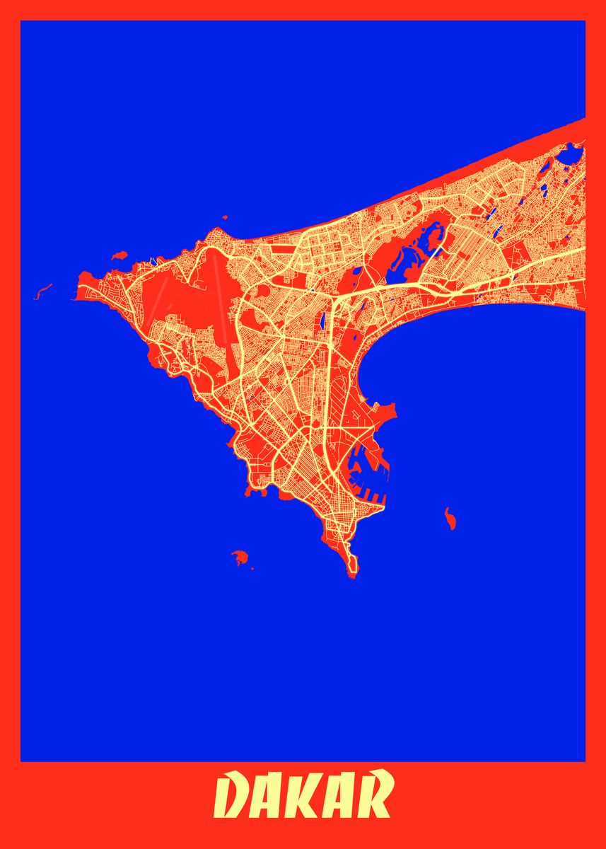 'Dakar Retro City Map' Poster by Tien Stencil | Displate