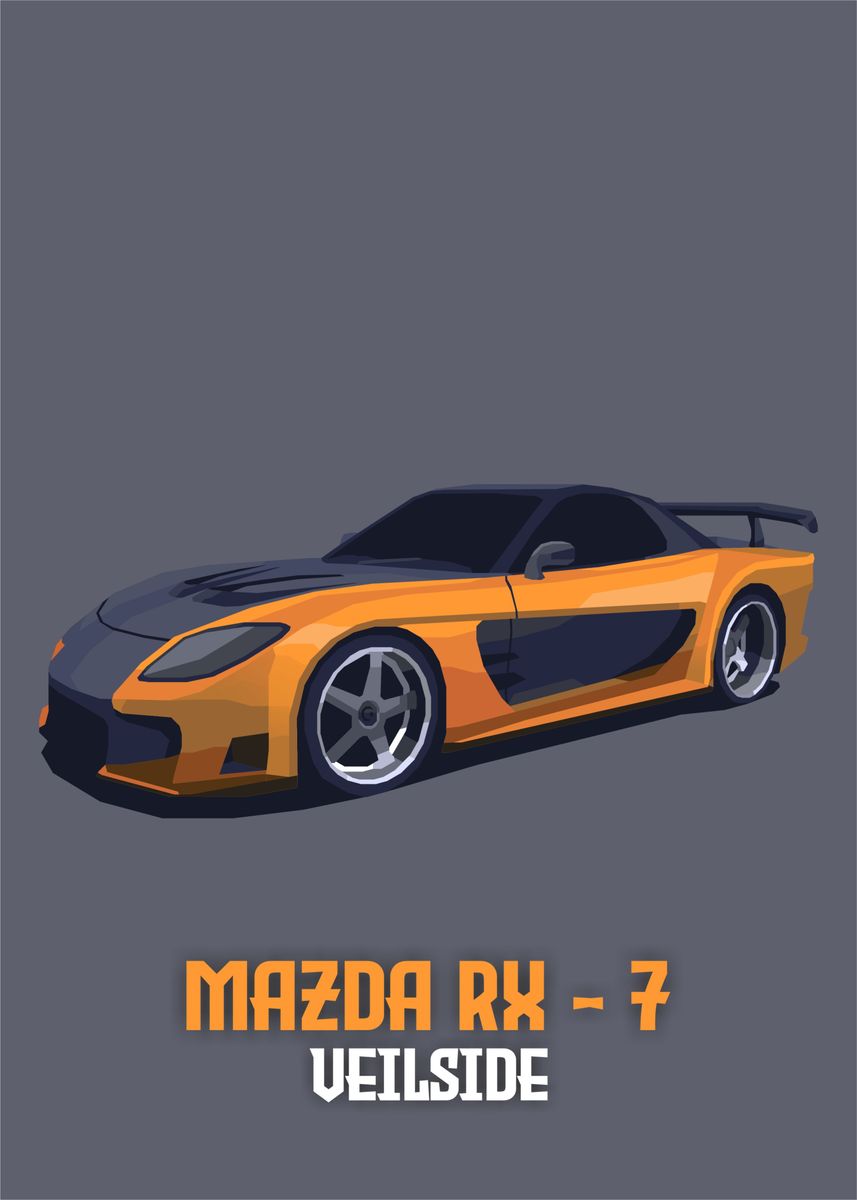 'Mazda RX 7 Veilside' Poster, picture, metal print, paint by ...