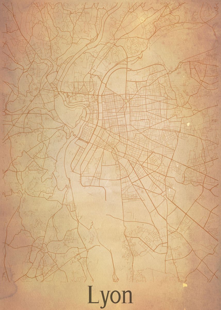 'Lyon France City Map' Poster by Tim Hinz | Displate