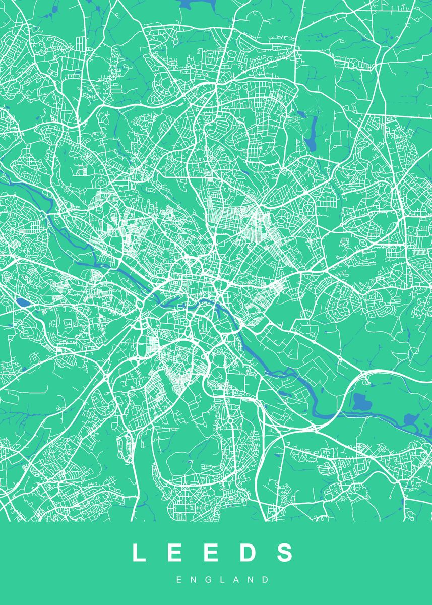 'LEEDS City Map England UK' Poster by UrbanMaps | Displate