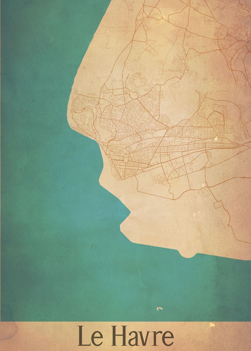 'Le Havre France City Map' Poster by Tim Hinz | Displate