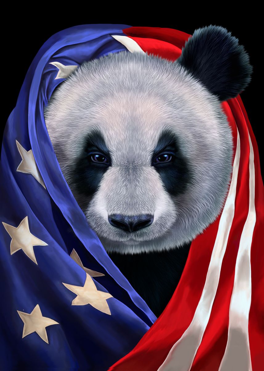 'Panda USA Patriot' Poster, picture, metal print, paint by Jeff | Displate