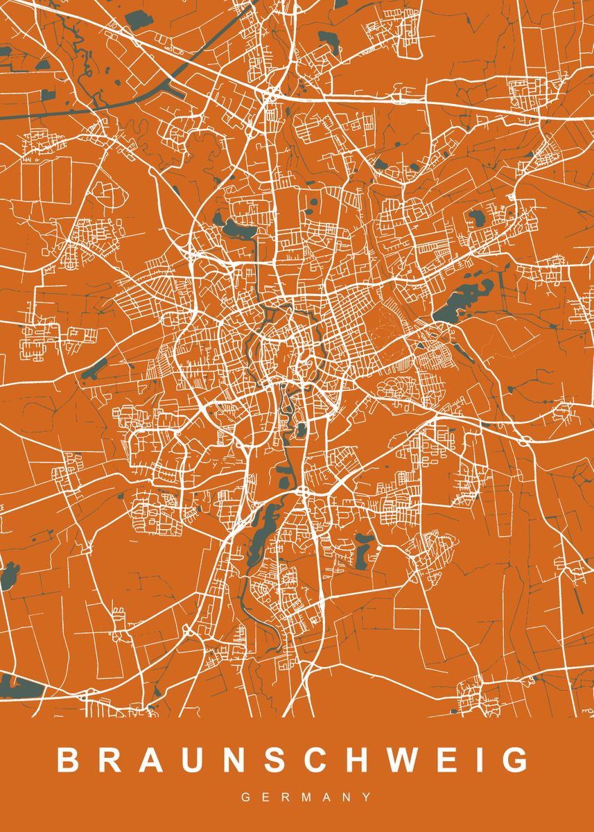 'BRAUNSCHWEIG City Map' Poster, picture, metal print, paint by ...