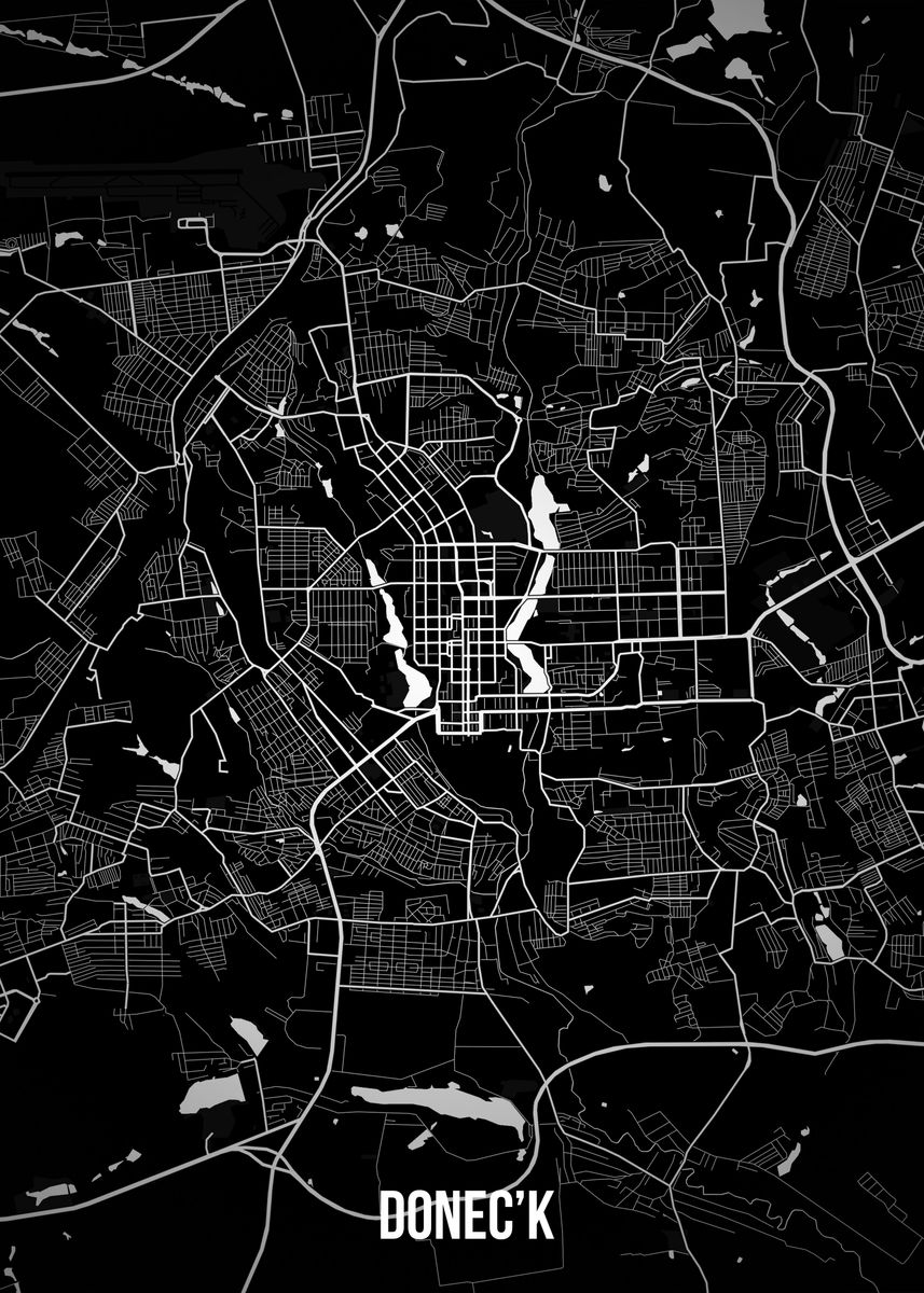 'Doneck dark map' Poster by Stefano Lunghi | Displate