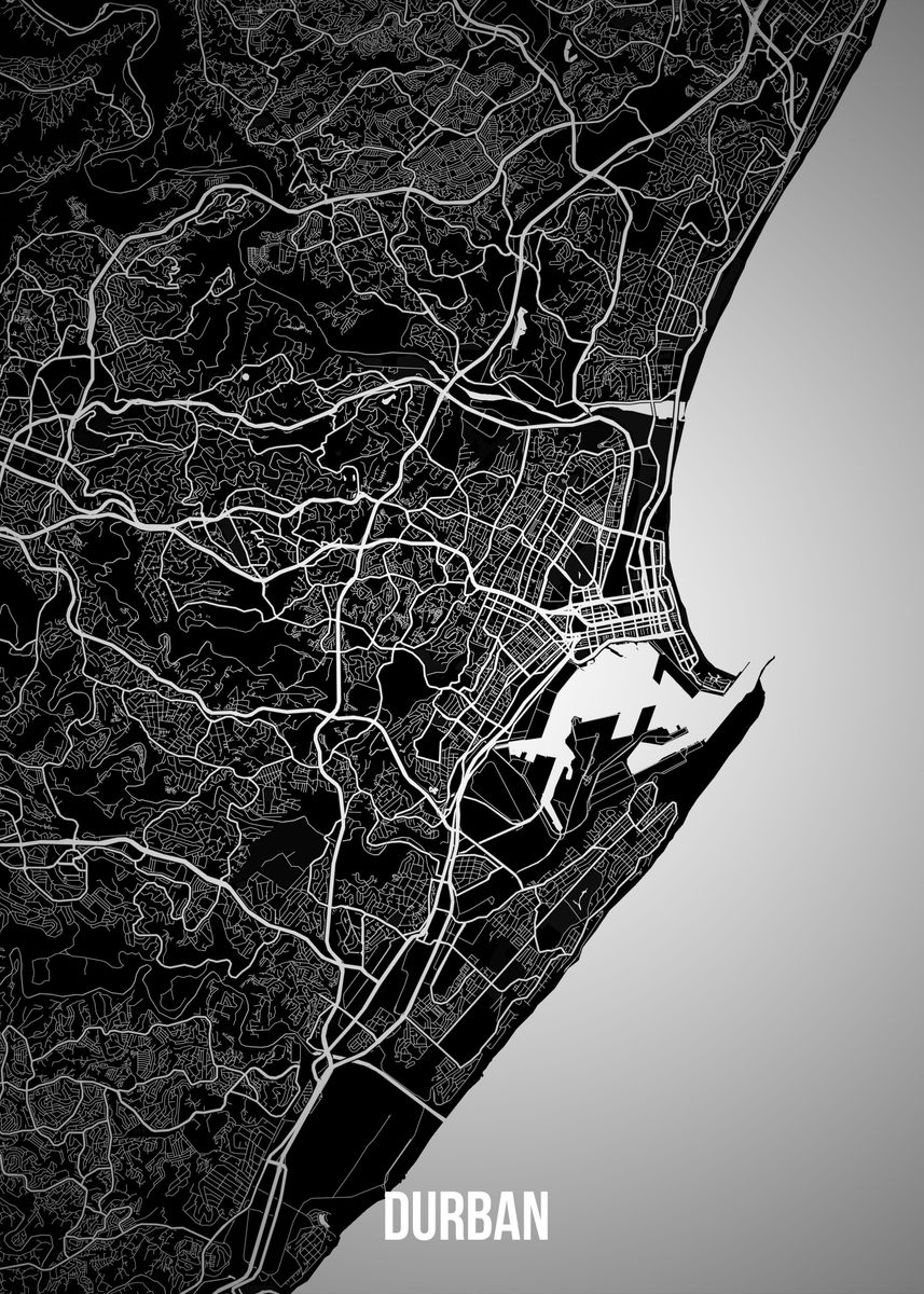 'Durban dark map' Poster, picture, metal print, paint by LUNGHISTE ...