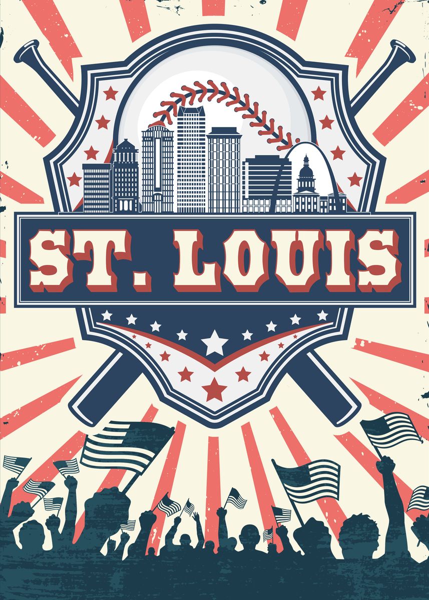 'St Louis Baseball Skyline' Poster, picture, metal print, paint by ...