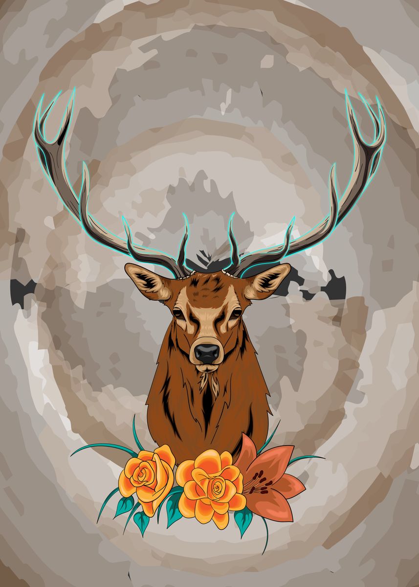 'Deer Spirit Animal' Poster, picture, metal print, paint by Articalo ...