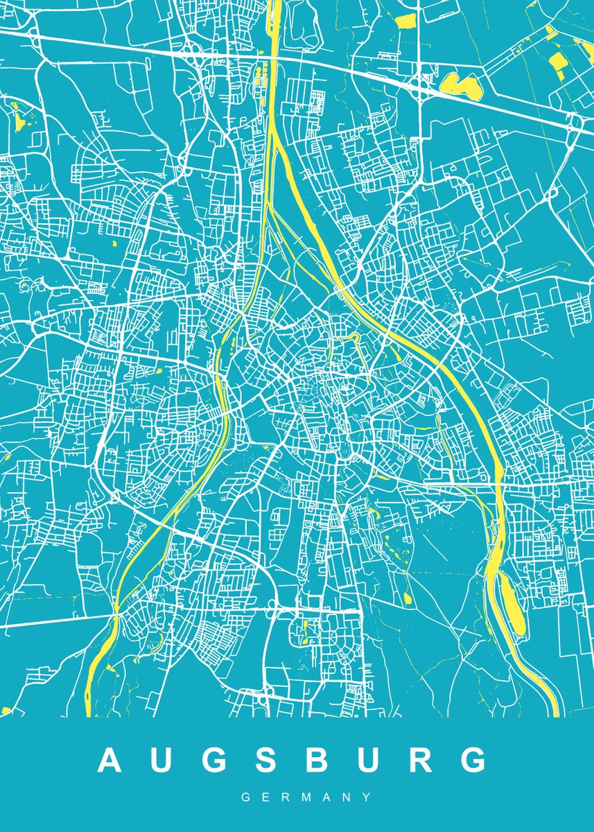 'AUGSBURG City Map Germany' Poster, picture, metal print, paint by ...