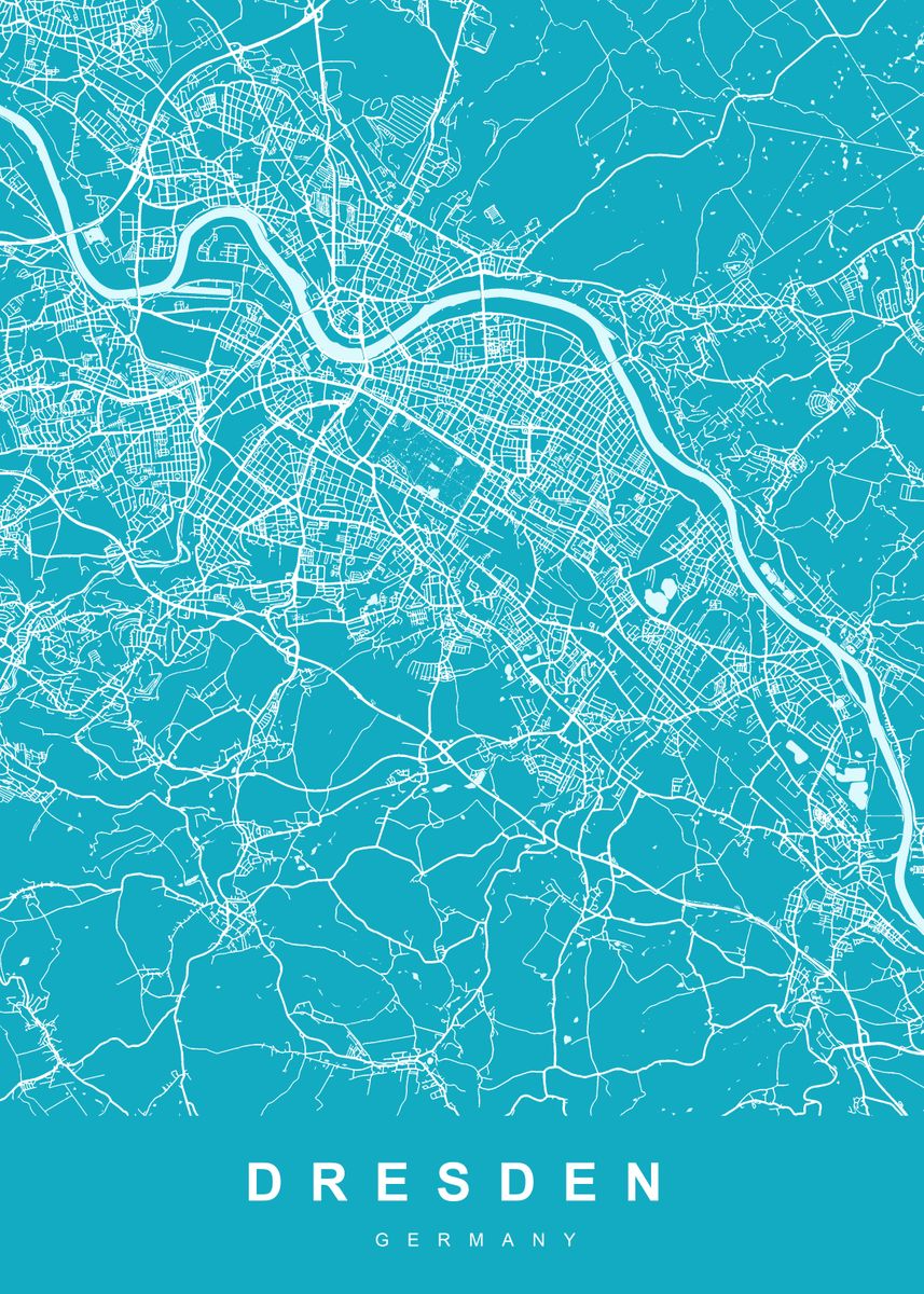 'DRESDEN City Map Germany' Poster, picture, metal print, paint by ...