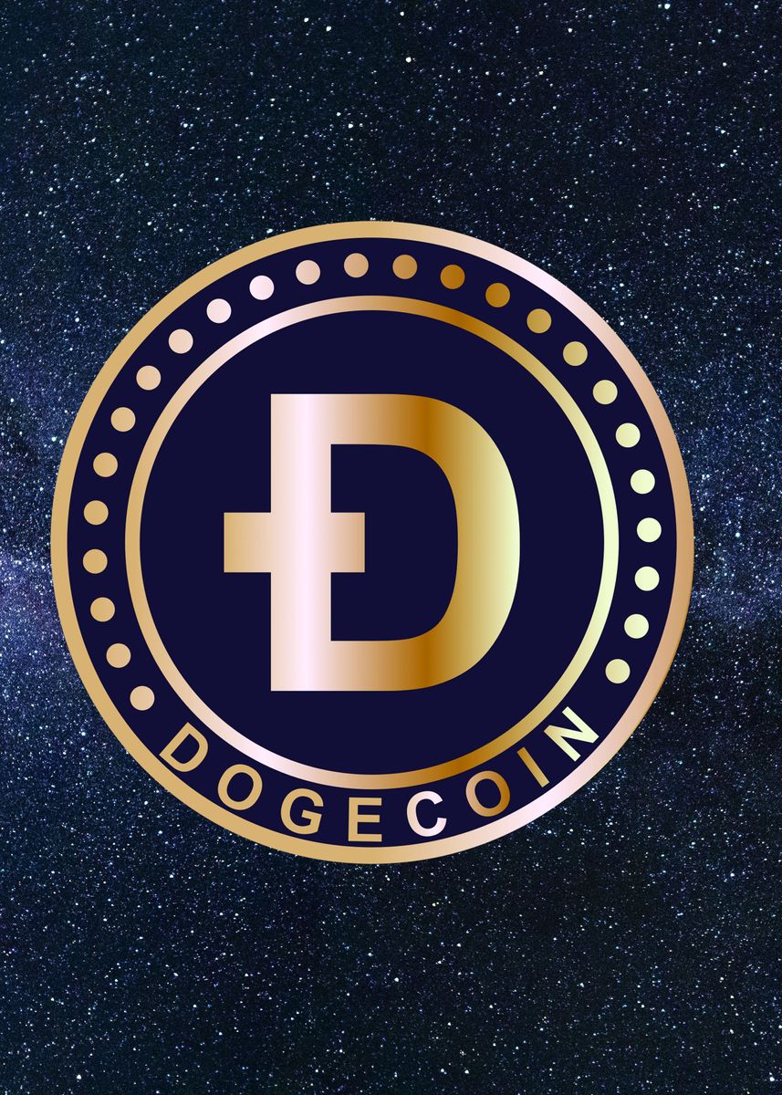'Dogecoin to the Moon Space' Poster, picture, metal print, paint by Max ...