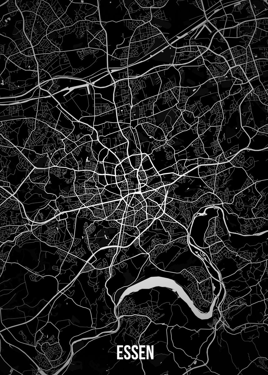 'Essen dark map' Poster, picture, metal print, paint by LUNGHISTE ...