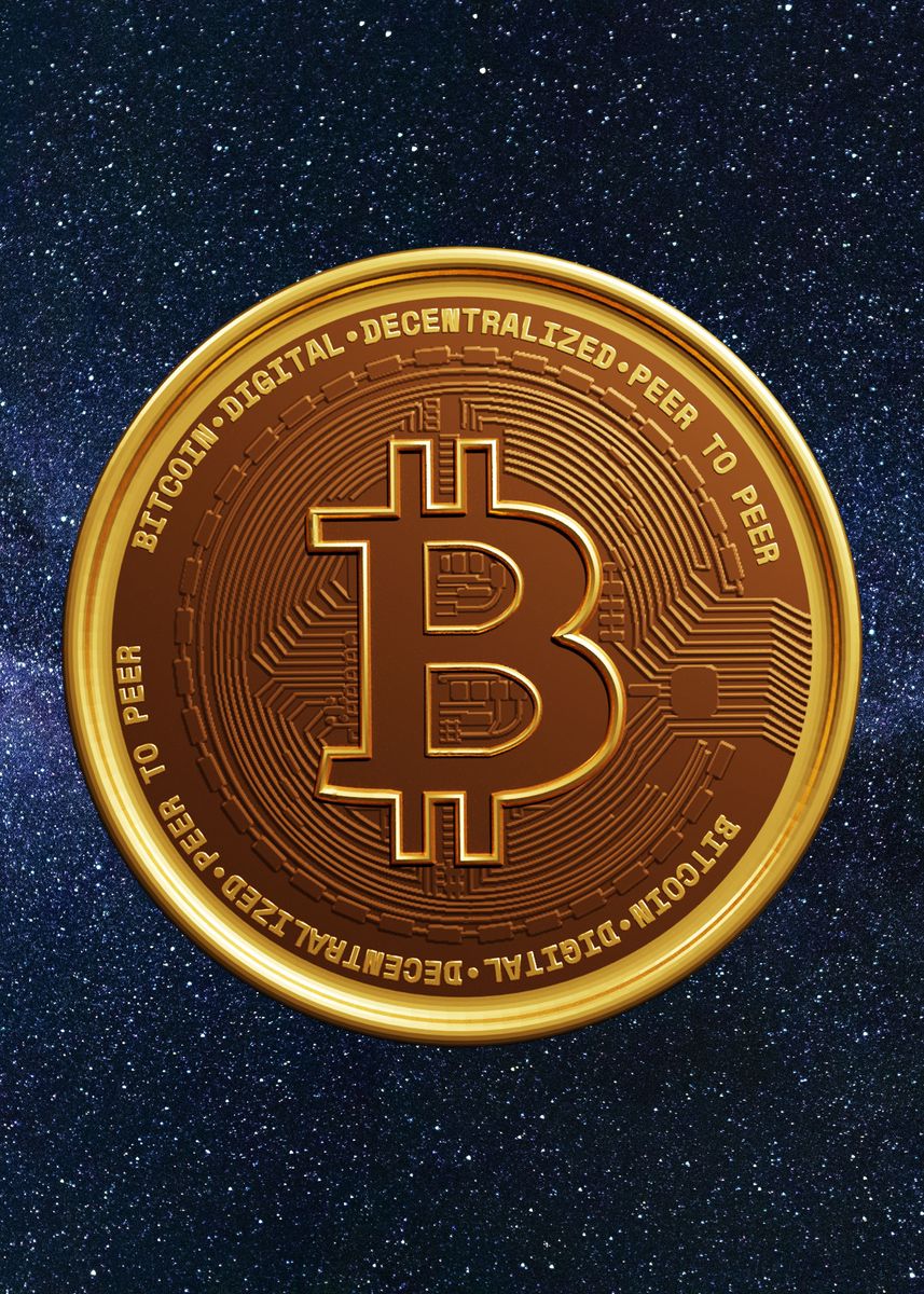 'Bitcoin in Galaxy Space' Poster, picture, metal print, paint by Max ...