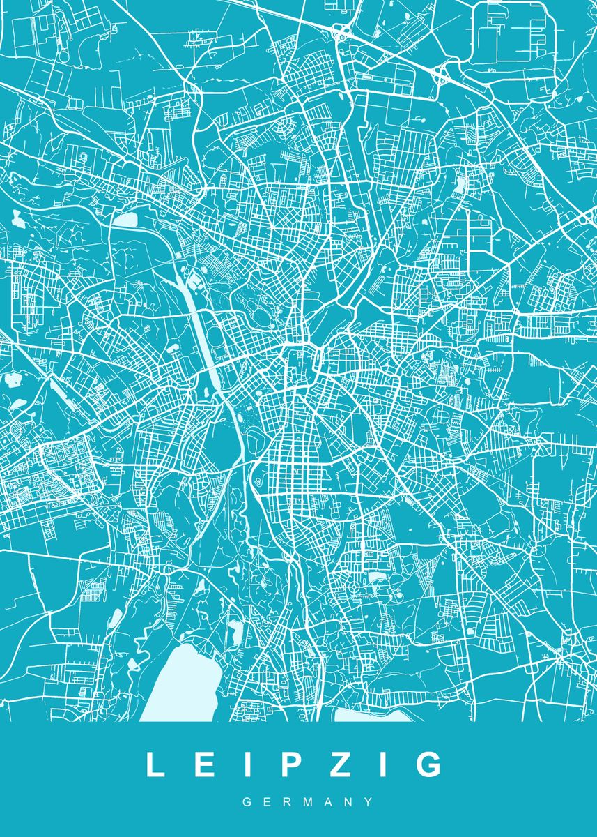 'LEIPZIG City Map Germany' Poster, picture, metal print, paint by ...