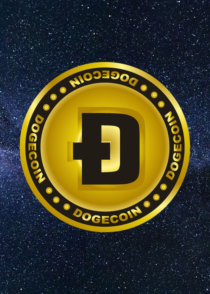 'Dogecoin to the Moon Space' Poster, picture, metal print, paint by Max ...