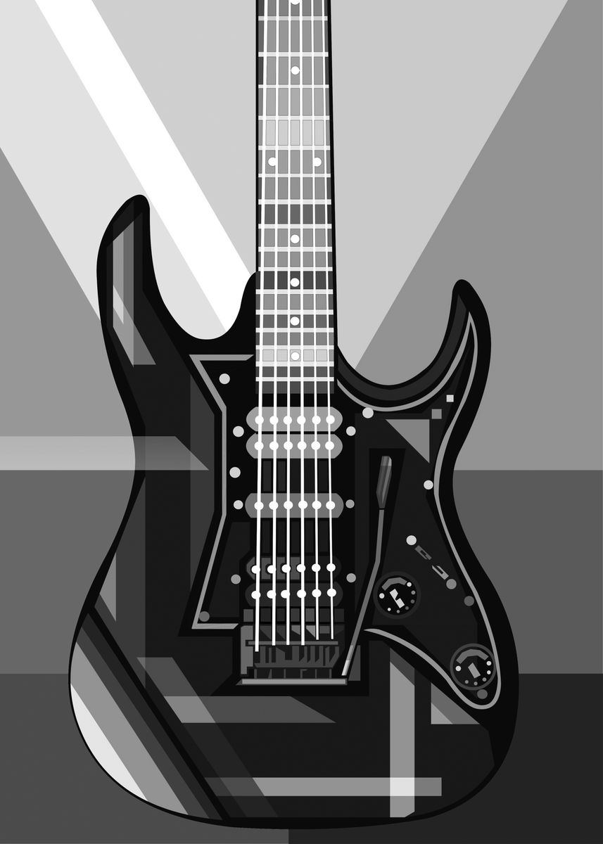 'GUITAR IBANEZ BW' Poster, picture, metal print, paint by Ferdianto ...