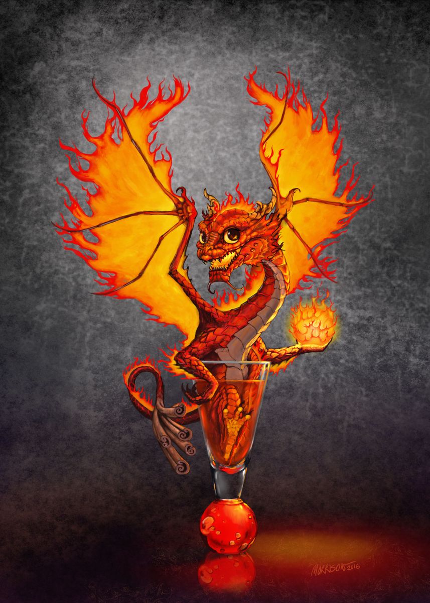 'Fireball Dragon' Poster, picture, metal print, paint by Stanley ...