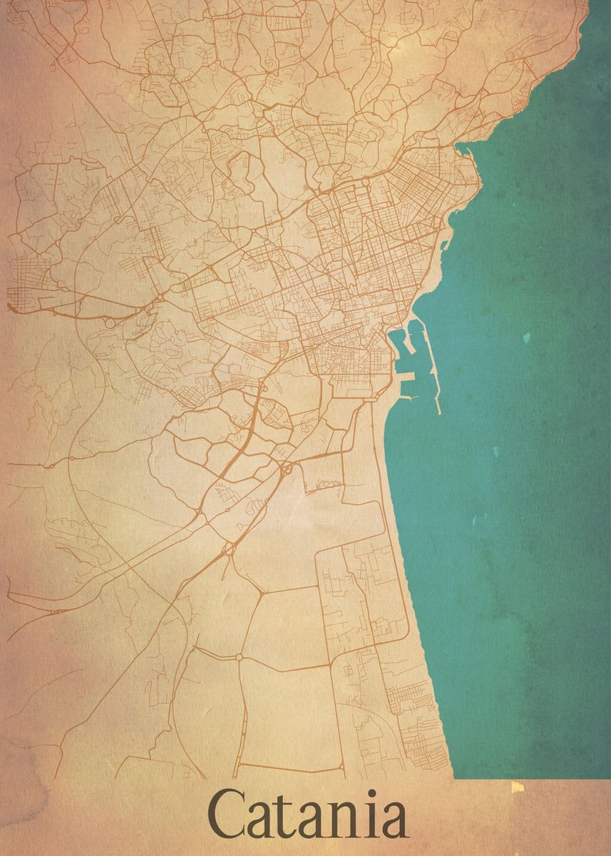 'Catania Italia City Map' Poster, picture, metal print, paint by Tim ...