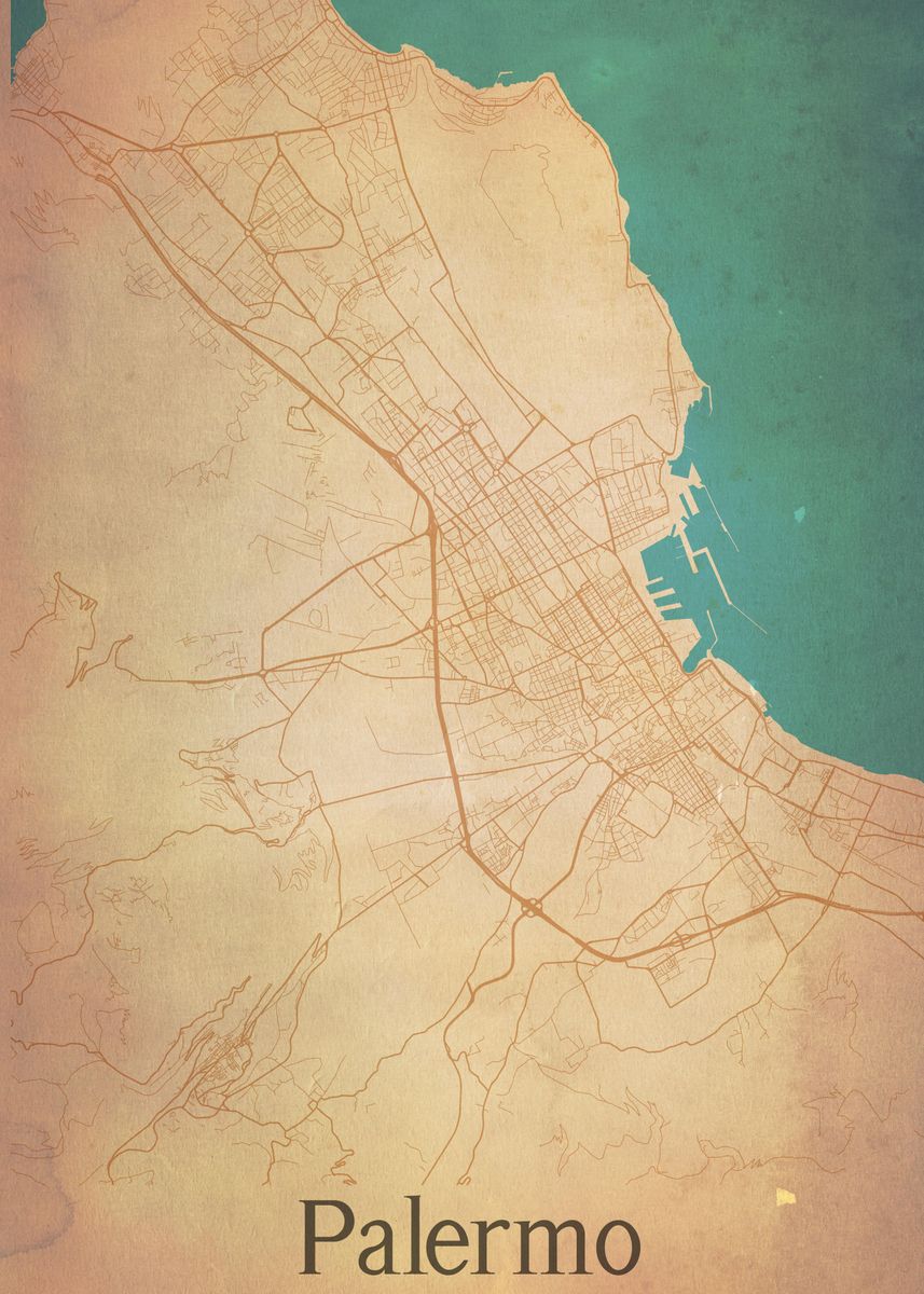 'Palermo Italy City Map' Poster by Tim Hinz | Displate