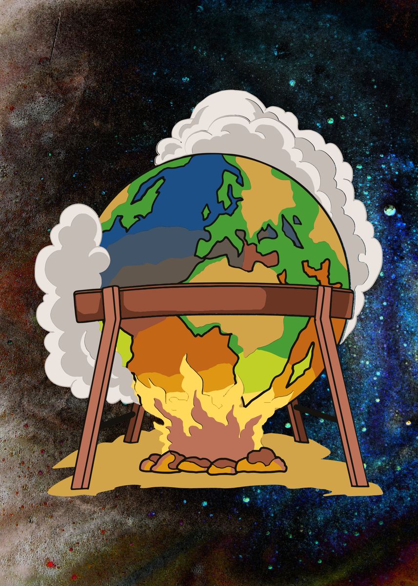 'Burning planet Earth' Poster, picture, metal print, paint by ...