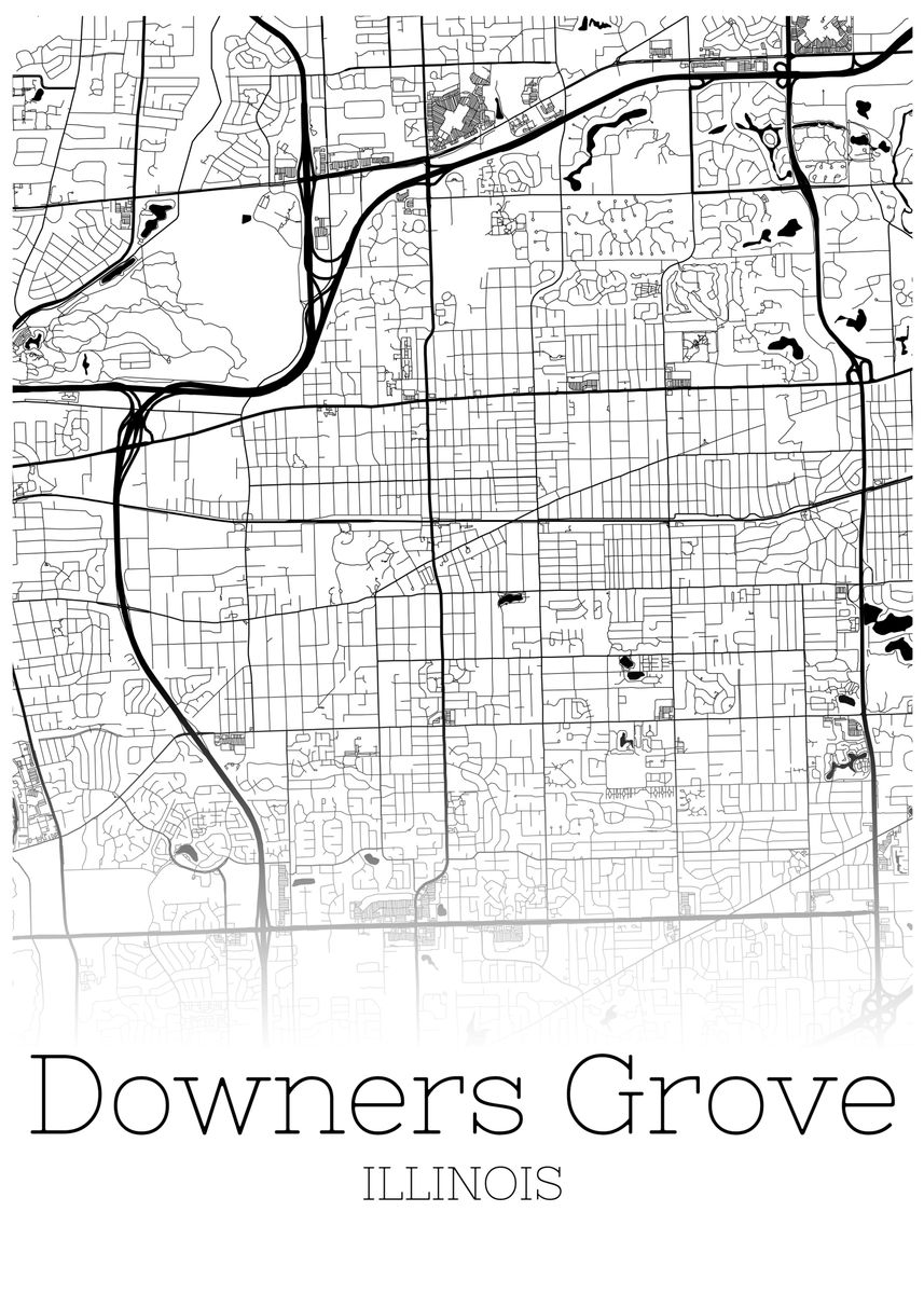 'Downers Grove Illinios map' Poster, picture, metal print, paint by ...