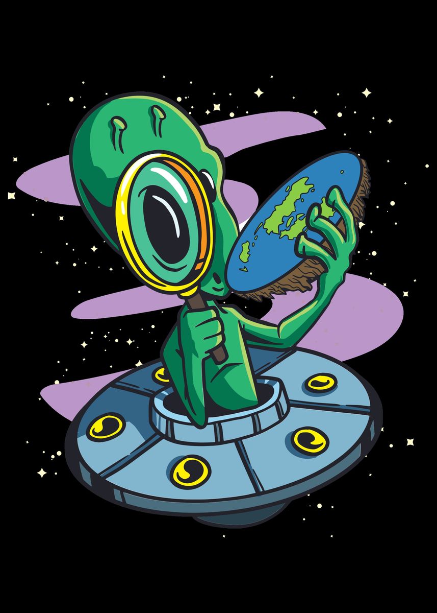 'Flat Earth Funny' Poster, picture, metal print, paint by ...