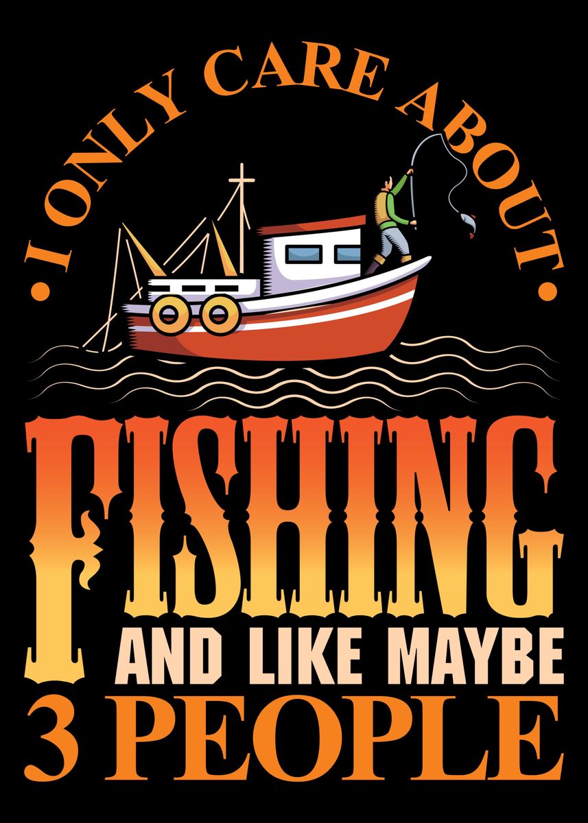 'Angler Fisherman Fish' Poster, picture, metal print, paint by ...