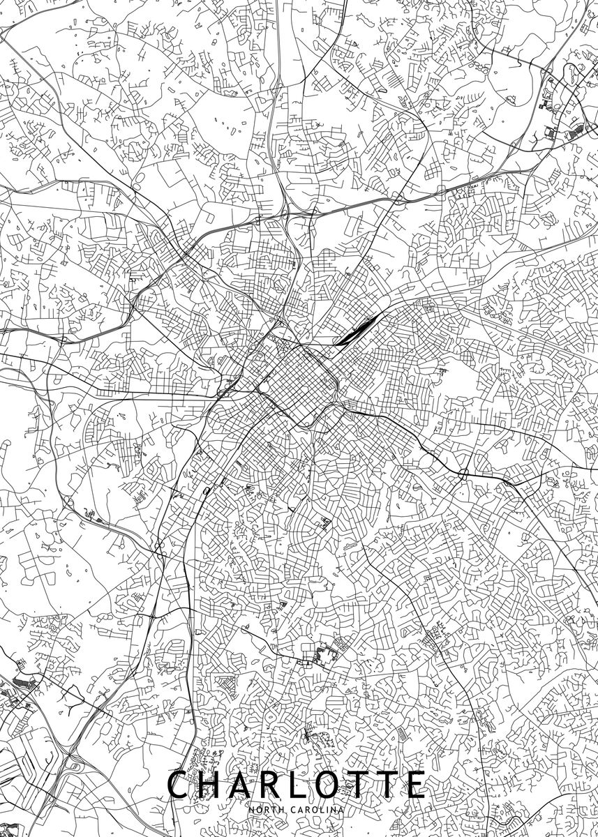 'Charlotte Map' Poster, picture, metal print, paint by Multiplicity ...