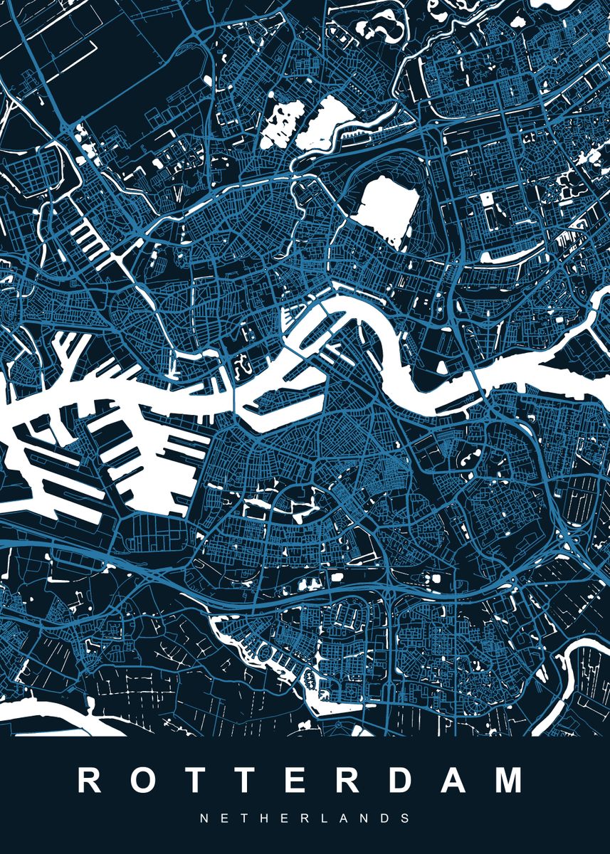 'ROTTERDAM City Map' Poster, picture, metal print, paint by UrbanMaps ...