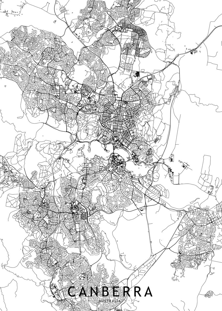 'Canberra Map' Poster, picture, metal print, paint by Multiplicity Maps ...