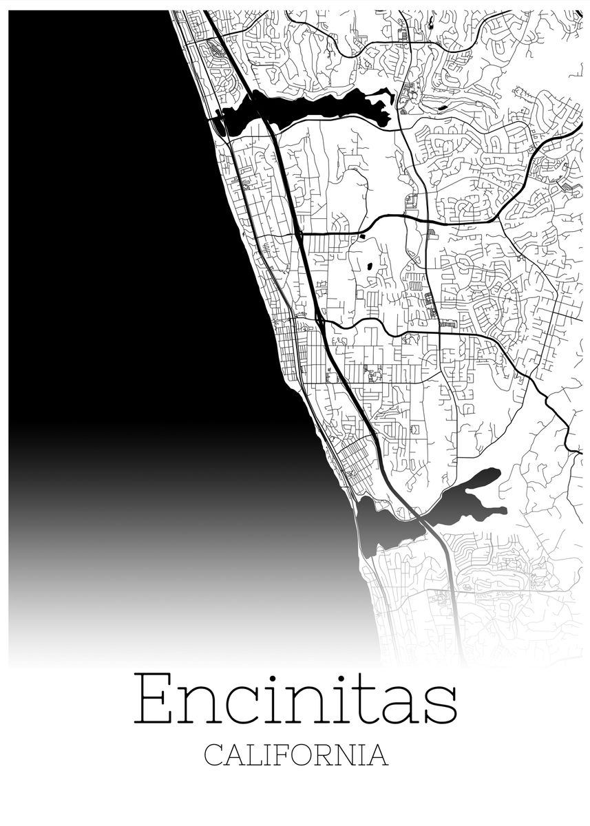 'Encinitas California map' Poster, picture, metal print, paint by ...