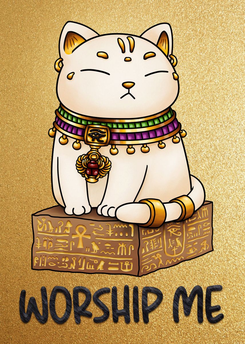 'Egyptian Cat God Gold' Poster, picture, metal print, paint by Takeda ...