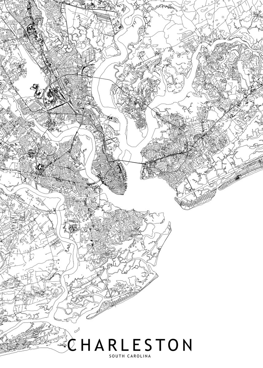 'Charleston Map' Poster, picture, metal print, paint by Multiplicity ...