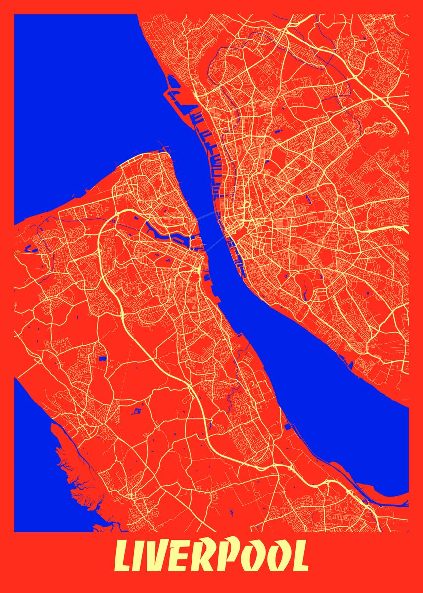 'Liverpool Retro City Map' Poster by Tien Stencil | Displate