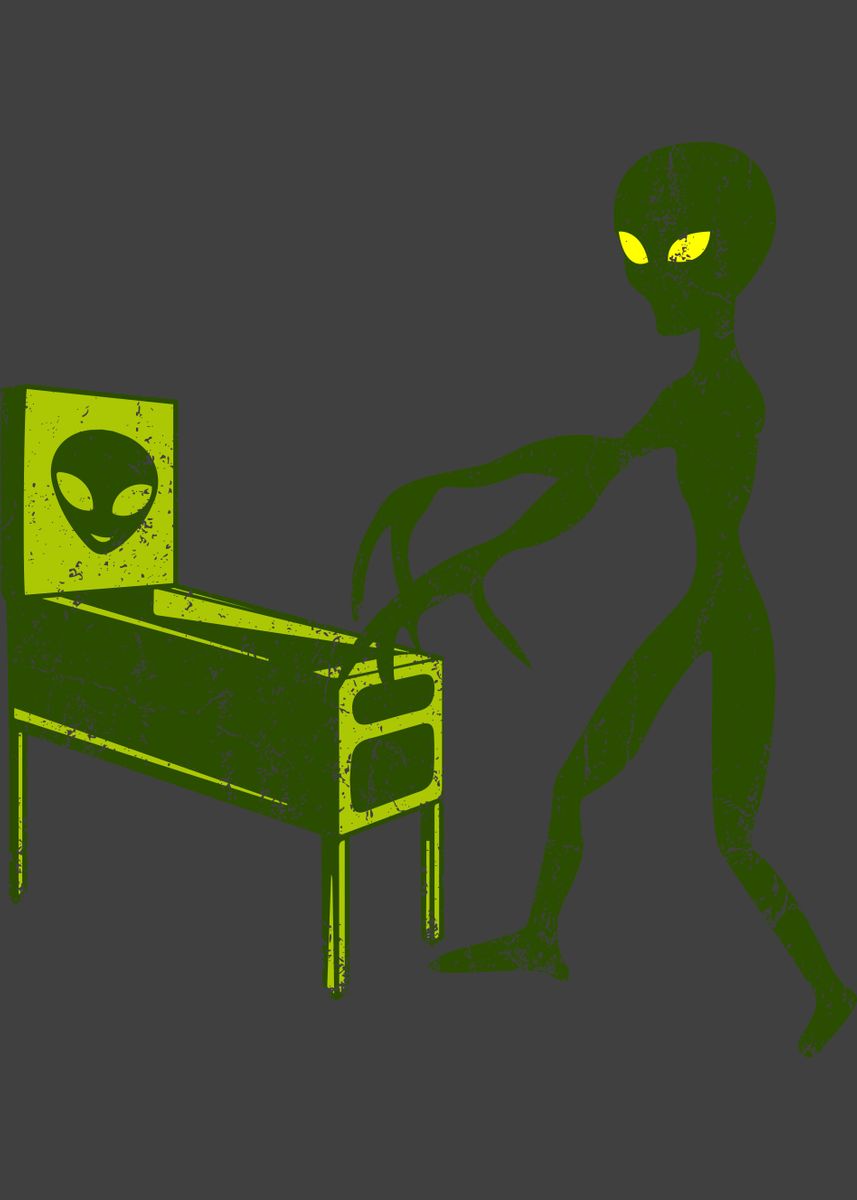 'PINBALL GAME Alien UFO' Poster, picture, metal print, paint by ...