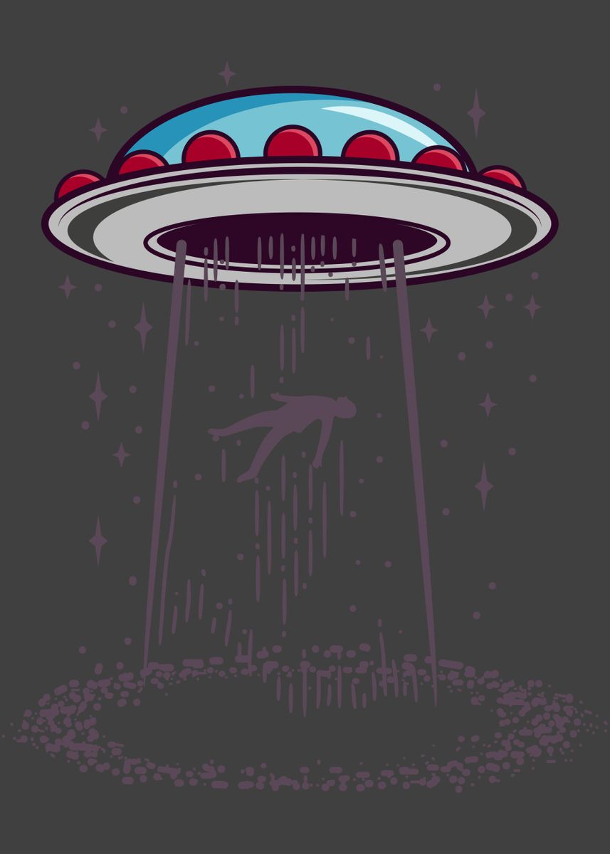 'UFO BEAM UP Alien UFO' Poster, picture, metal print, paint by ...