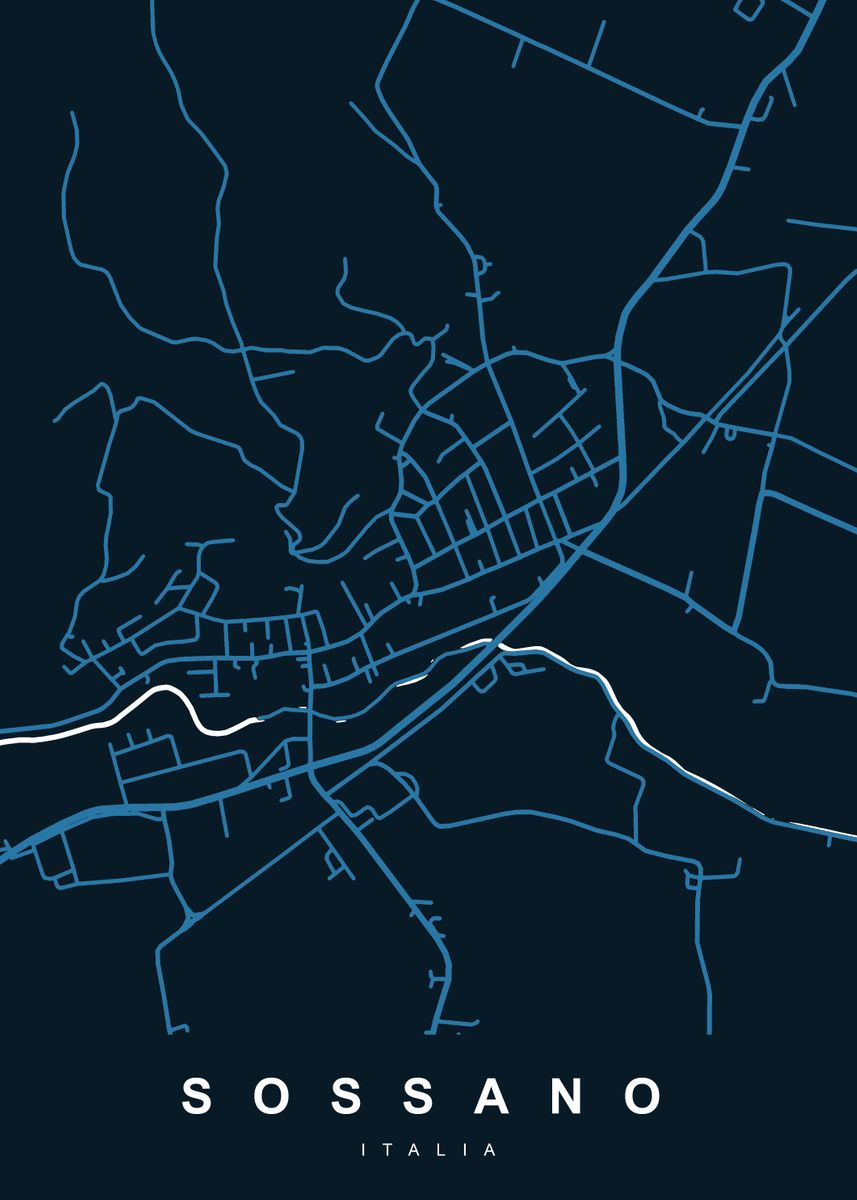 'SOSSANO City Map Italia' Poster, picture, metal print, paint by ...