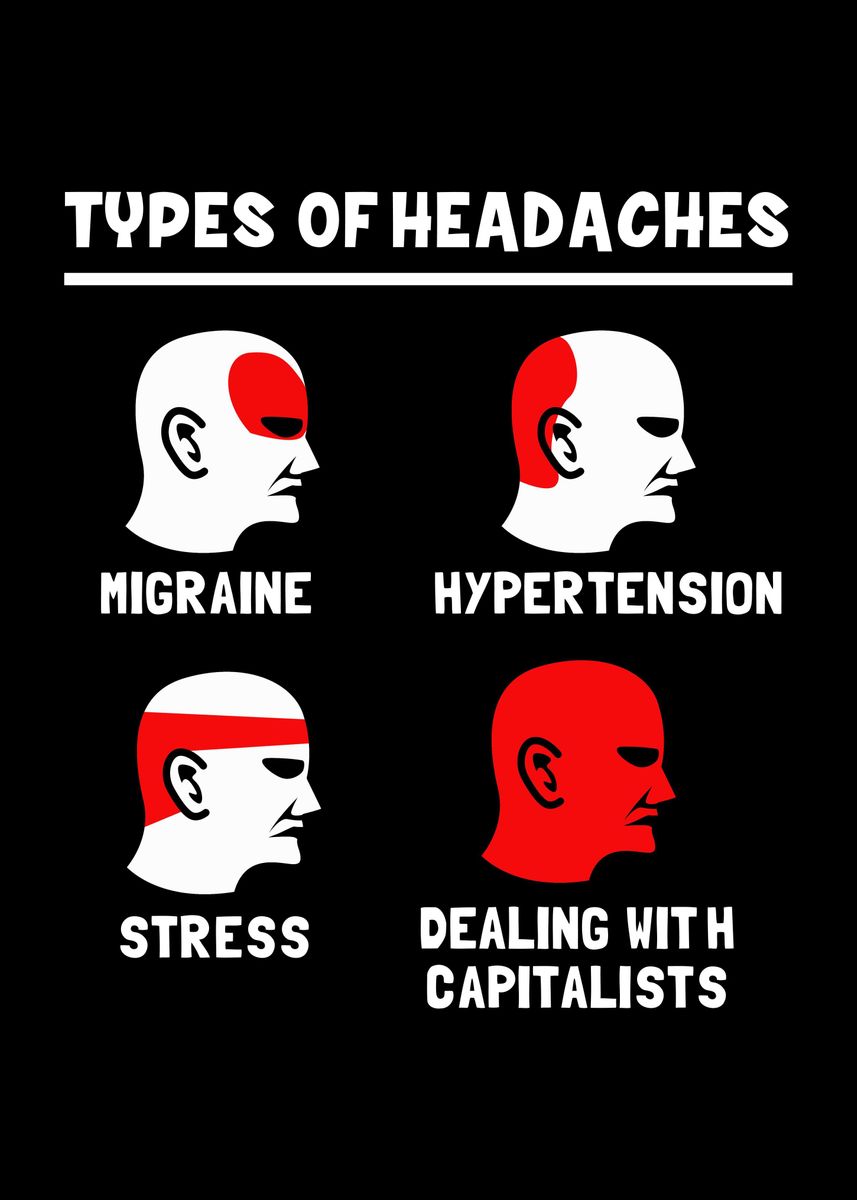 'Types Of Headaches' Poster, picture, metal print, paint by FunnyGifts ...
