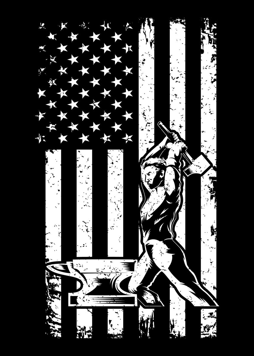 'Blacksmith Forging Metal' Poster, picture, metal print, paint by ...