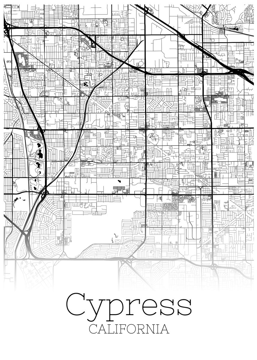 'Cypress California map' Poster, picture, metal print, paint by ...