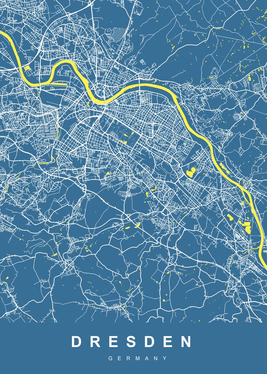 'DRESDEN City Map Germany' Poster, picture, metal print, paint by ...