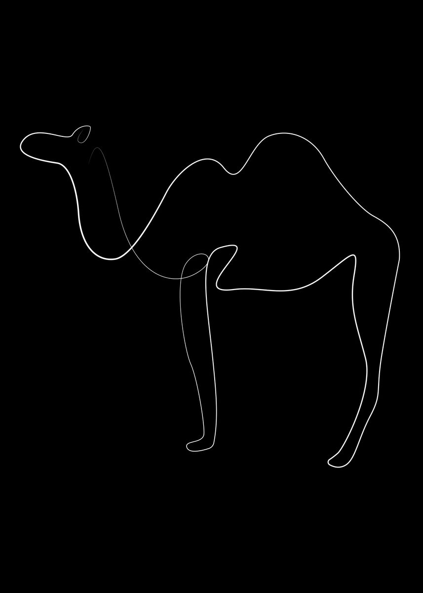 'Camel One Line Art' Poster, picture, metal print, paint by Hendri ...