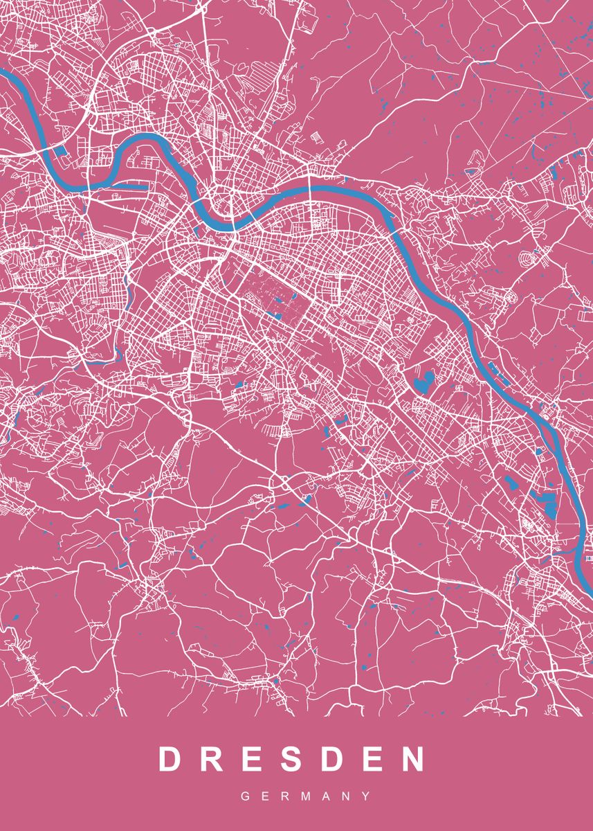 'DRESDEN City Map Germany' Poster, picture, metal print, paint by ...