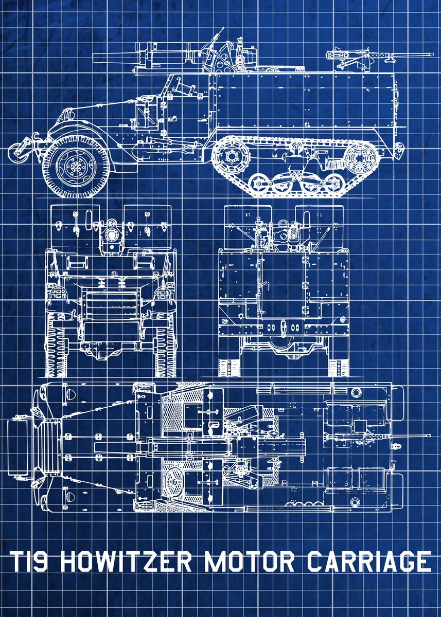 'Blueprint of T19 HMC' Poster, picture, metal print, paint by Geoji ...