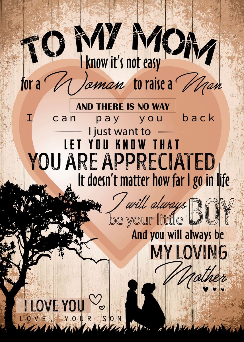 'To My Mom' Poster, picture, metal print, paint by Nice Pictures | Displate