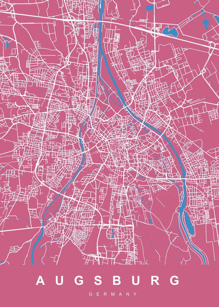 'AUGSBURG City Map' Poster by UrbanMaps | Displate